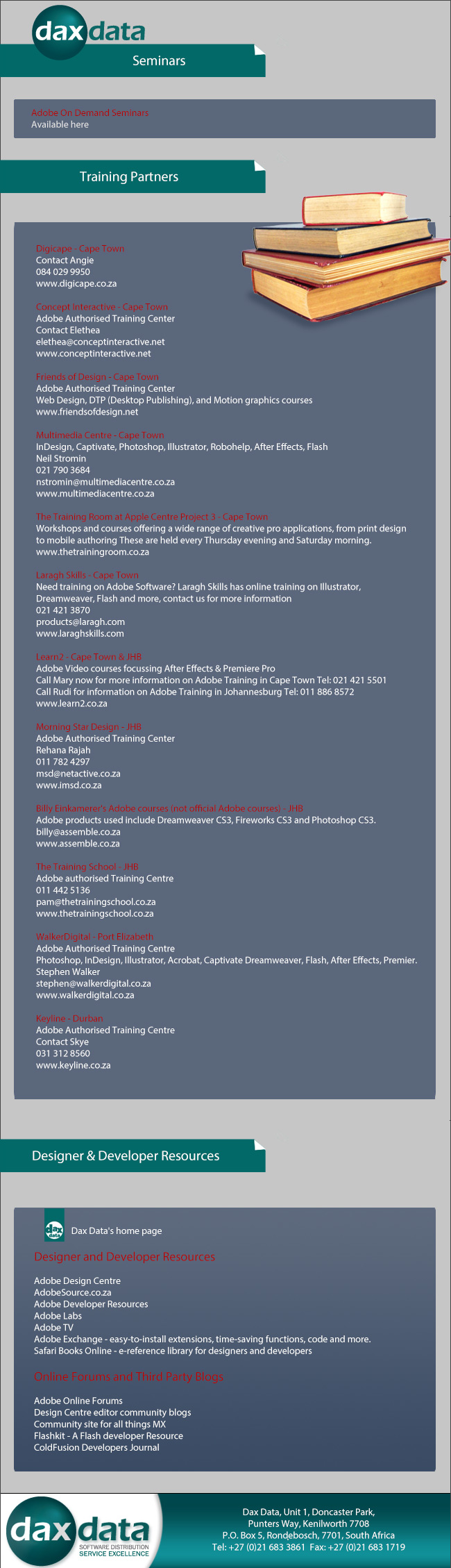 Seminars, Training Partners and Design and Developer Resources